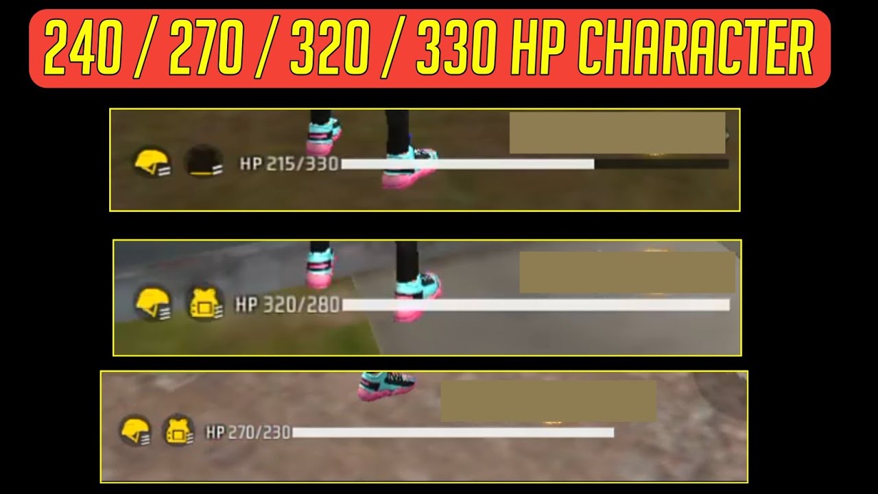 240 / 270 / 330 Hp Character Free Fire | hp character | best hp ...