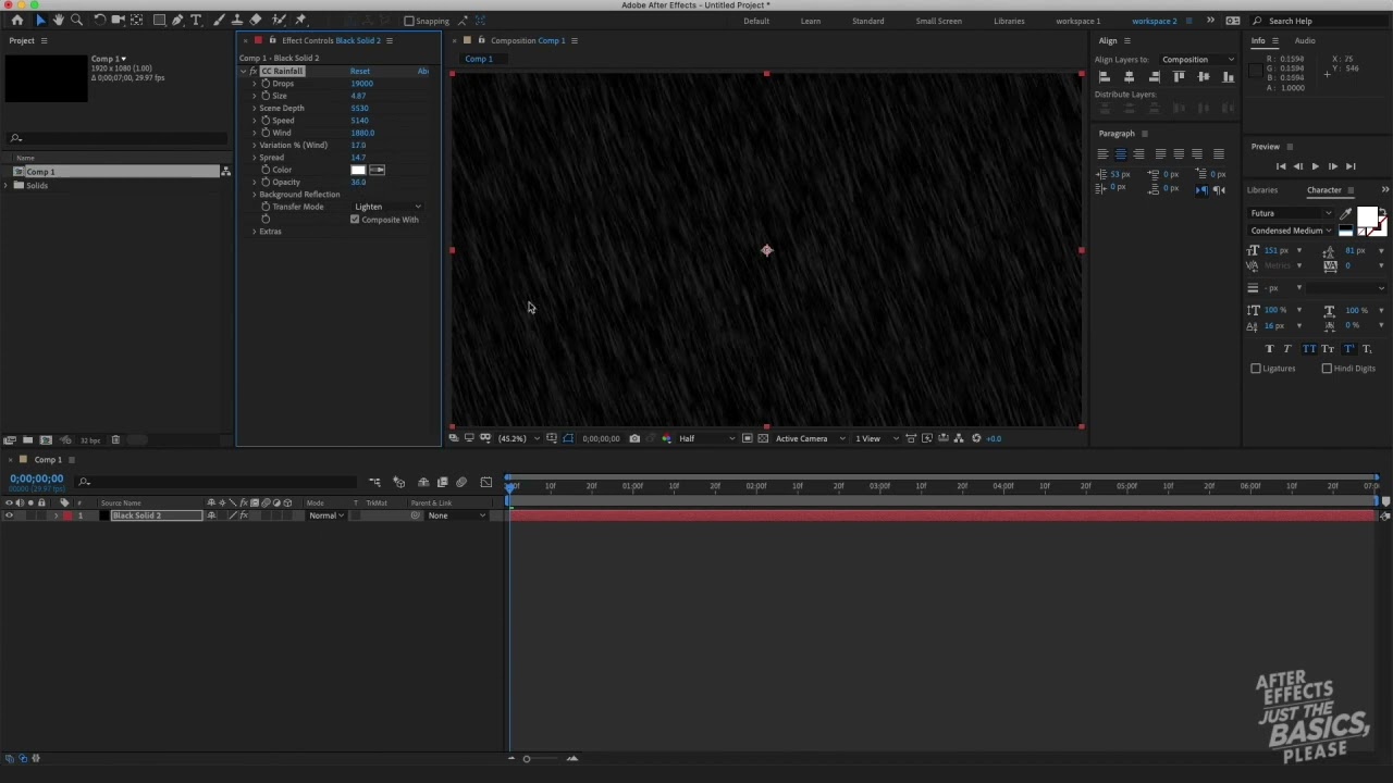 After Effects: Creating a simple rain effect with the CC Rainfall tool ...