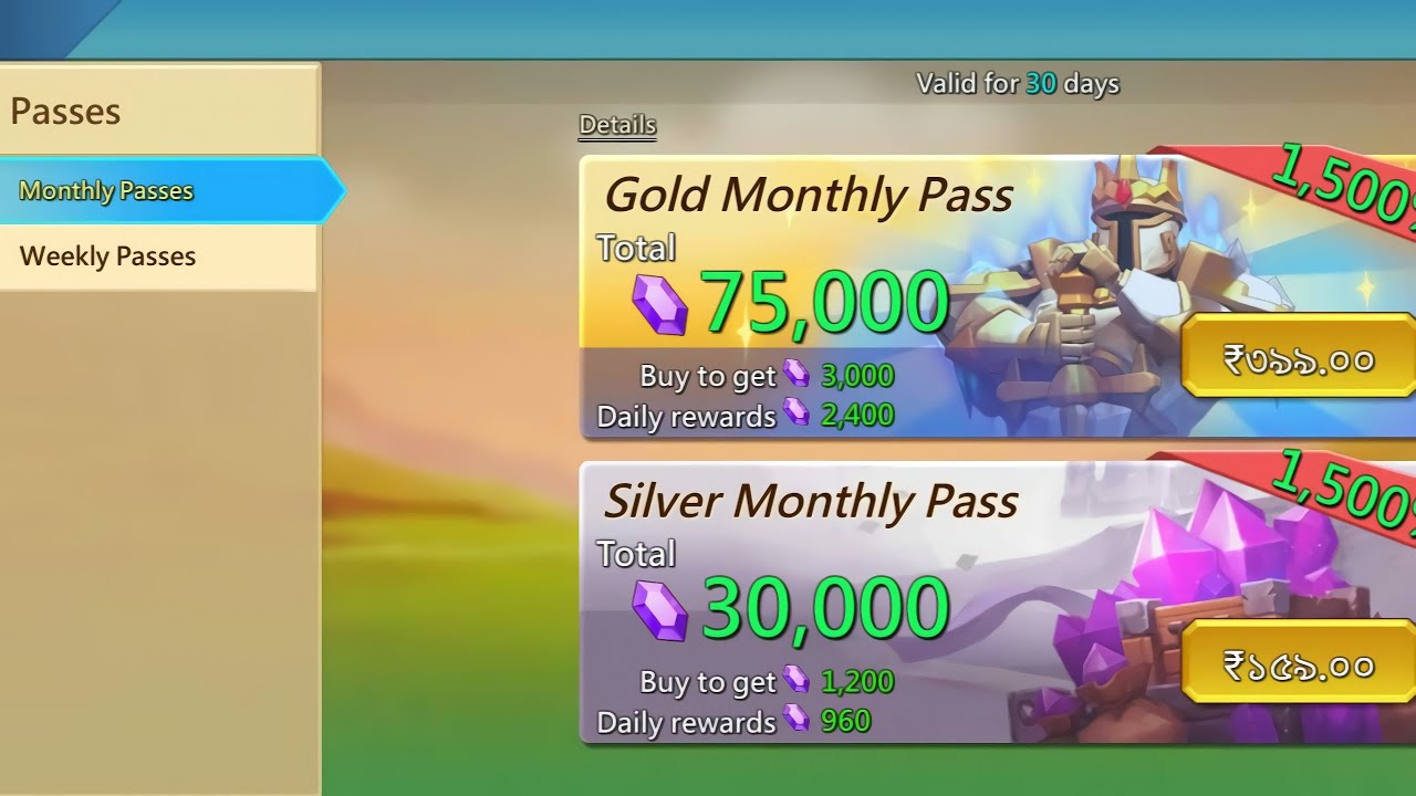 New Weekly/Monthly passes December 2022 update #lordsmobile - YouTube