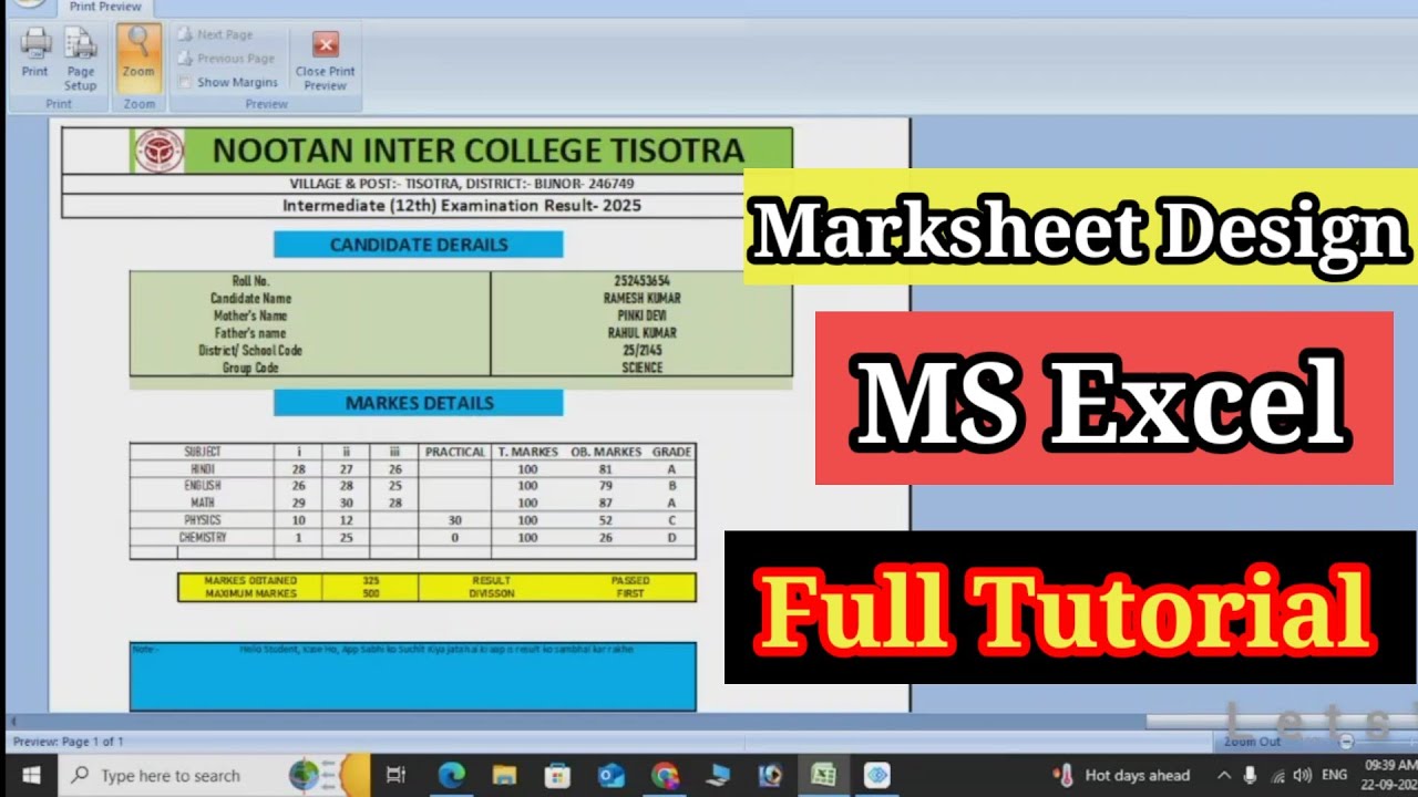 💻 Excel Marksheet बनाना हुआ आसान! | Full Guide in Hindi | Step by Step ...