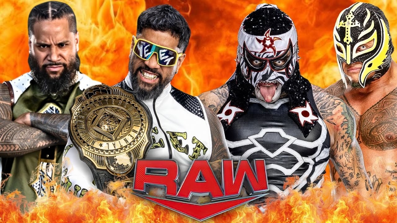 Jey Uso & Jimmy Uso vs Rey Mysterio & Pénta WWE Raw Netflix - FULL ...