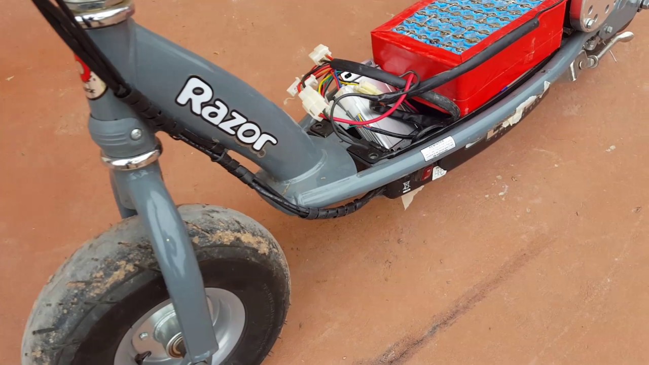 Monopatin razor 300 con motor de 1000w 48v purasangre - YouTube