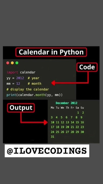 Print calendar in python.#coding #programming #python #calender - YouTube