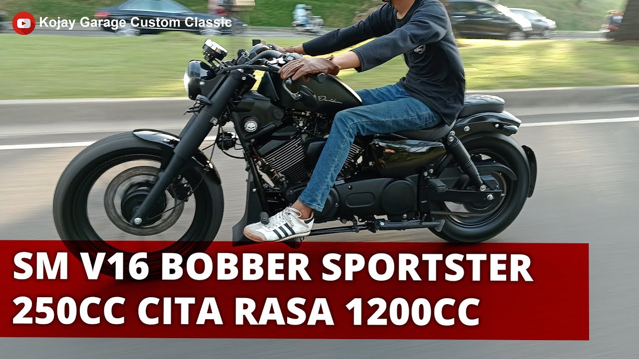 SM V16 Custom Modifikasi Bobber Sportster Black History | Kojay Garage - YouTube