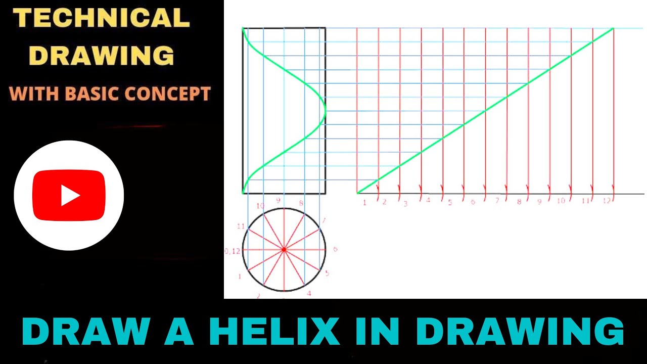 How to Draw A Helix in Engineering drawing. #इंजीनियरिंग ड्राइंग में ...