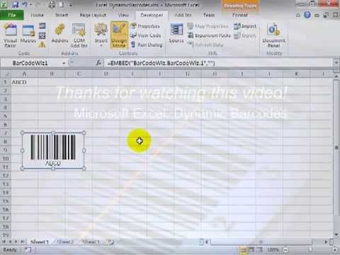 BarCodeWiz ActiveX Control - Create Dynamic Barcodes in Microsoft Office Excel - YouTube