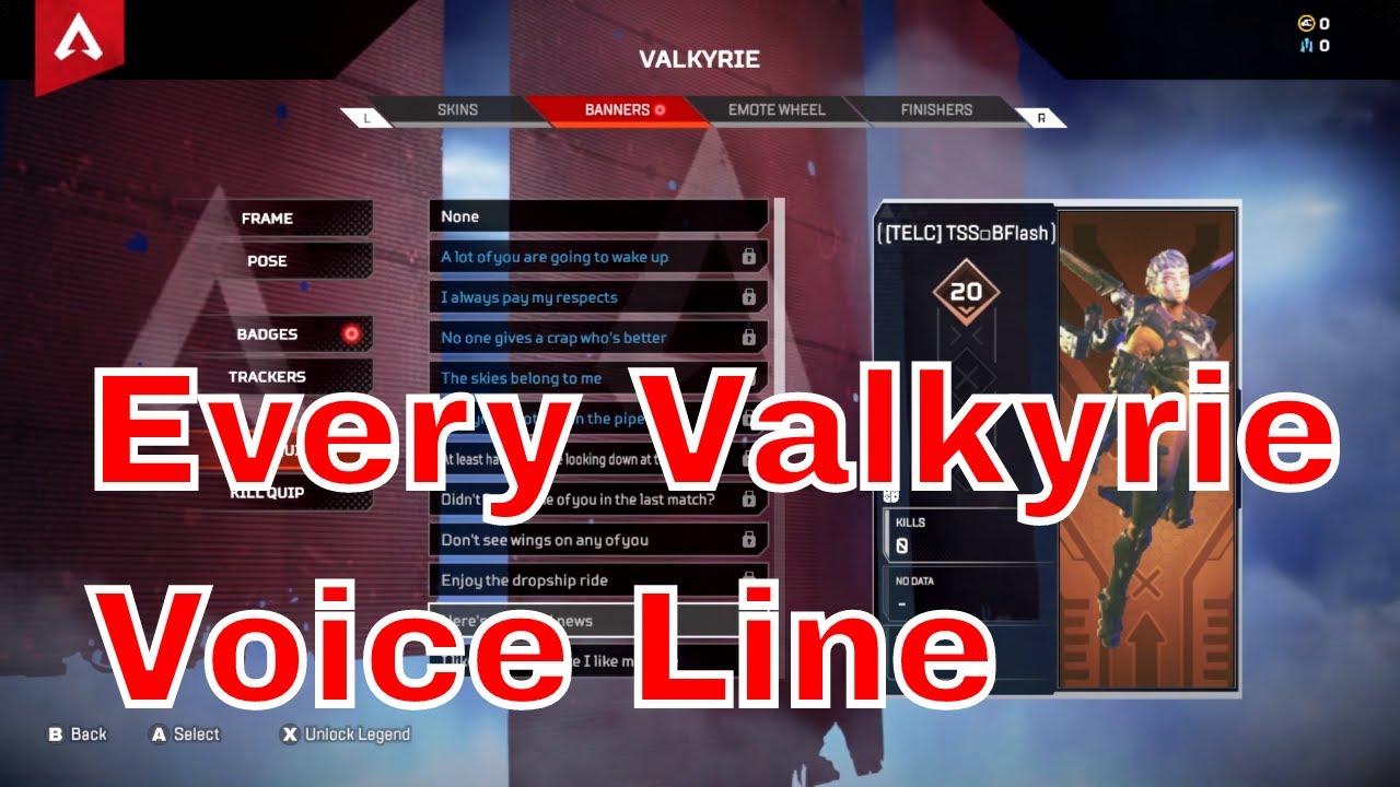All Valkyrie Voice Lines Apex Legends - YouTube