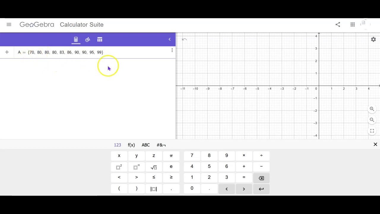 GeoGebra Calculator Mean and Median - YouTube