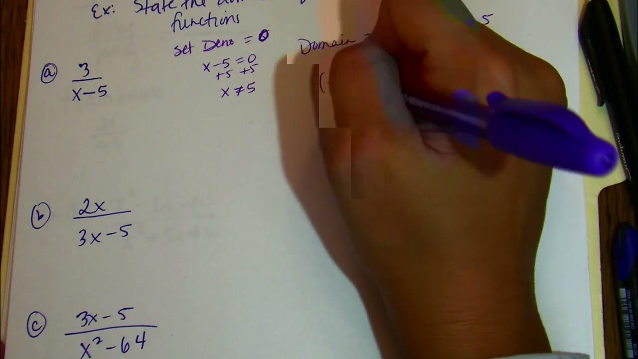 Domain restrictions and simplifying rational expressions - YouTube