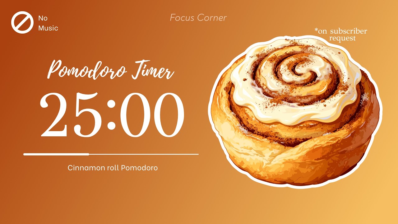 25/5 Cozy Cinnamon Roll Study Timer 🤎 | Aesthetic Pomodoro - YouTube
