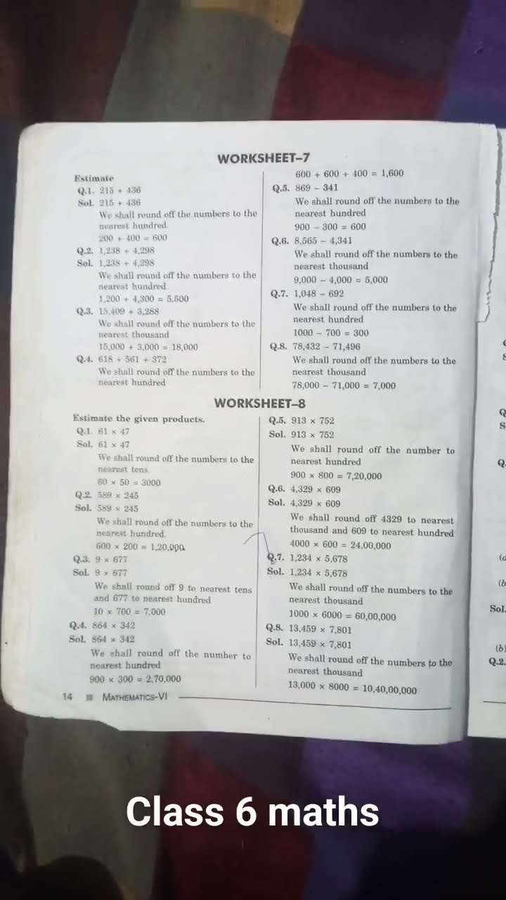 DAV class 6th chapter 1 natural number and whole number ###worksheet 7 ...