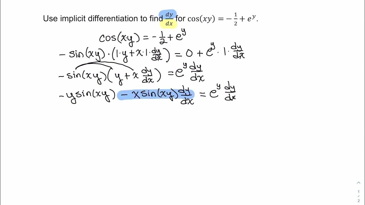 Implicit Differentiation of a Relation Involving a Product | Sophia Learning Tutorials - YouTube