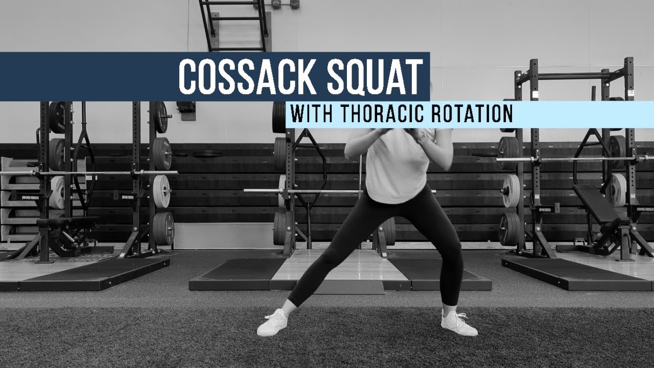 Cossack squat with thoracic rotation - YouTube