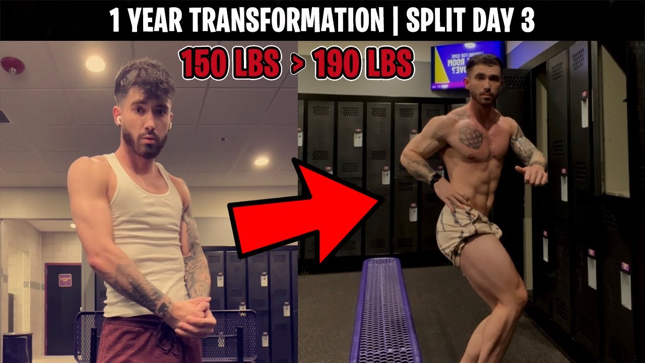 1 Year Transformation | DAY 3 SPLIT (Full Workout) - YouTube