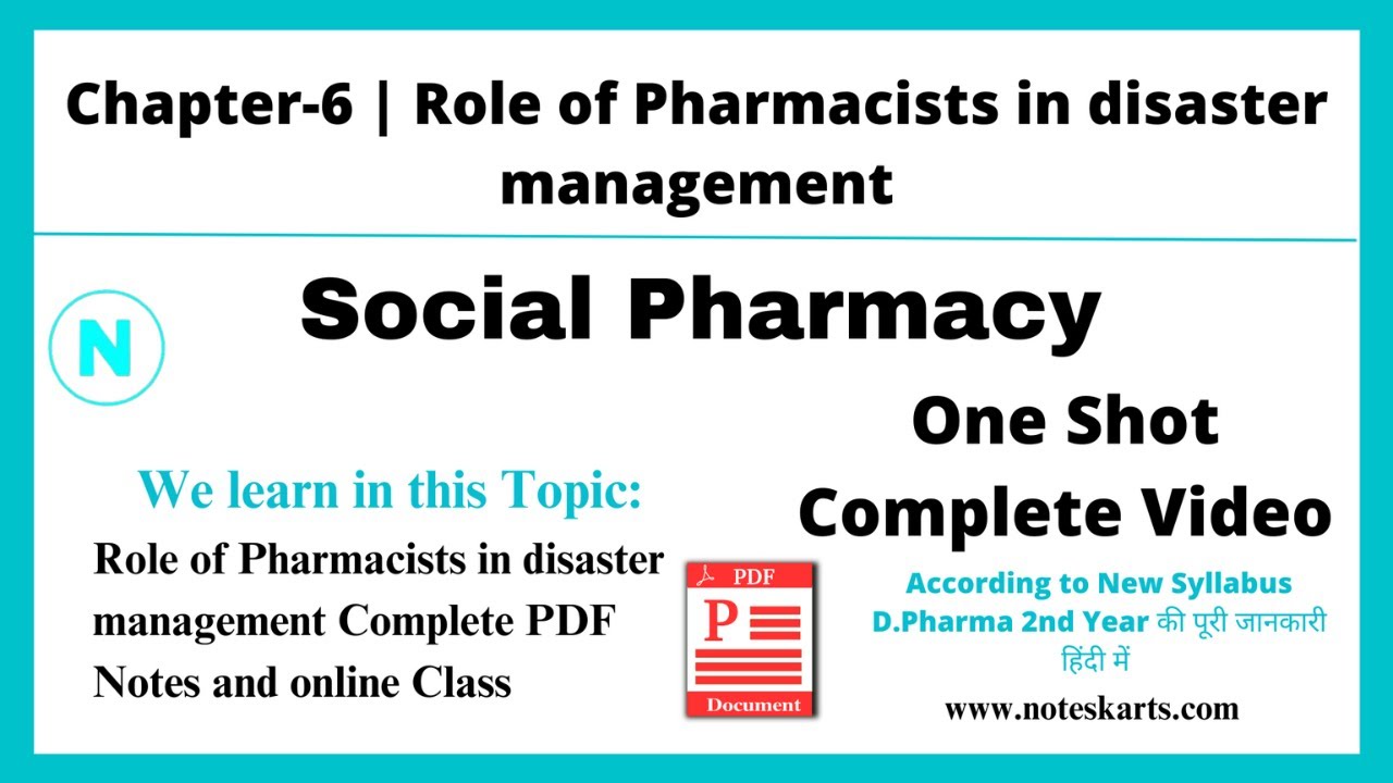 Social Pharmacy || Chapter-6 || Role of Pharmacists in disaster ...