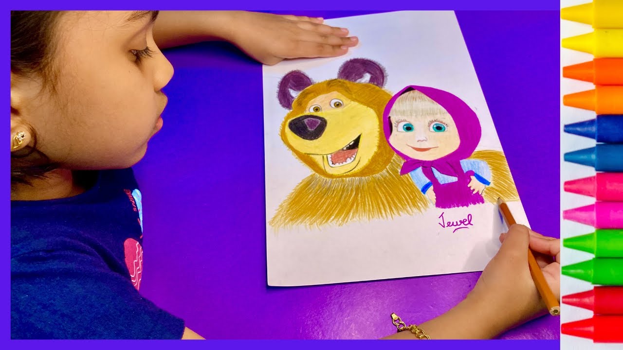 Masha and the Bear Drawing | How to Draw Masha | Easy Drawing and ...