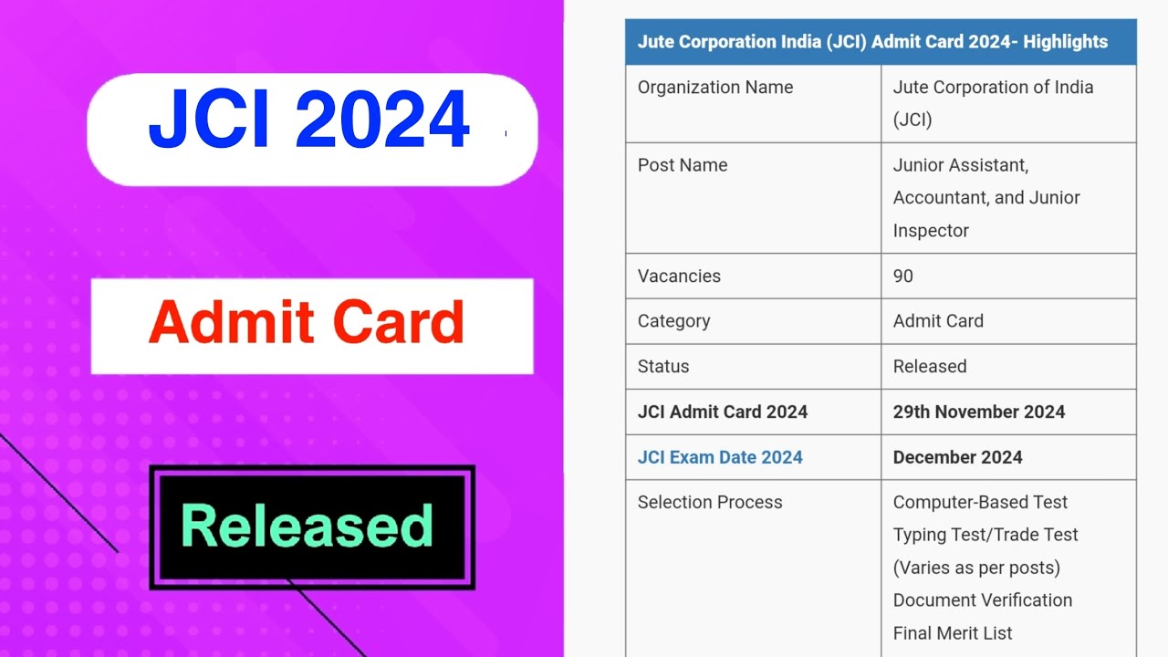 JCI 2024 Admit Card Released | JCI 2024 Admit Card Out by MDE - YouTube