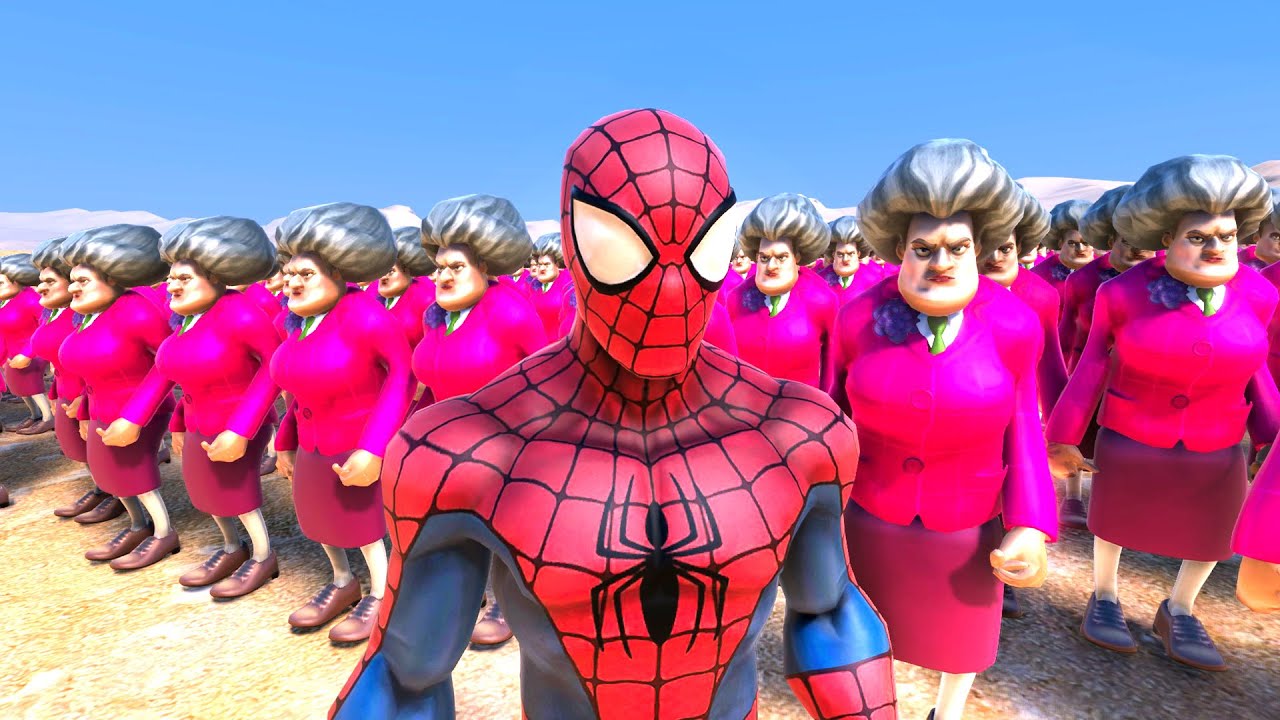 Spider-Man Army vs Scary Teacher Army - Epic Battle - YouTube