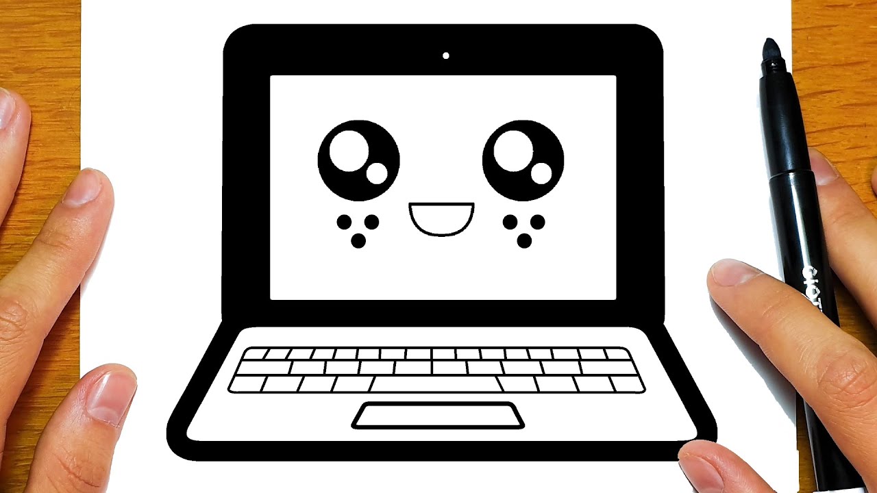 COME DISEGNARE UN COMPUTER PC PORTATILE CARINO | Disegni facili ed ...