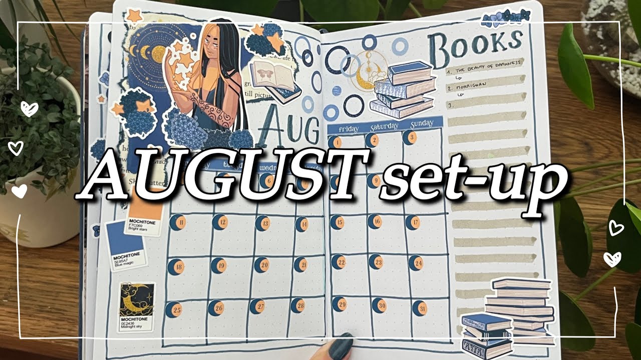 AUGUST set up in my reading bullet journal 🌙🪻🌠 - YouTube