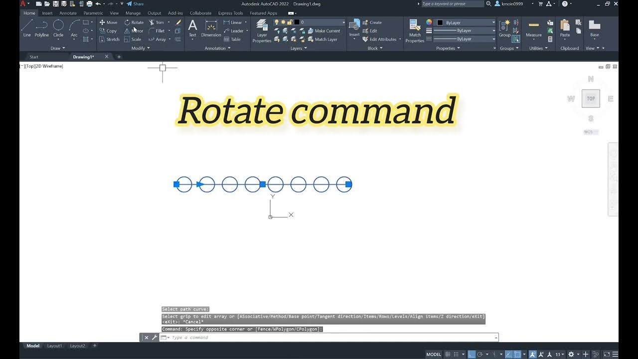 Autocad Array Command || Rotate Command || Trim Command || - YouTube
