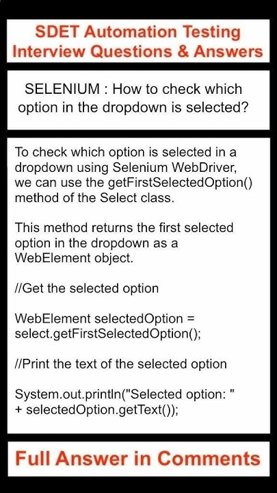 SELENIUM : JAVA : How to check which option in the dropdown is selected? - YouTube