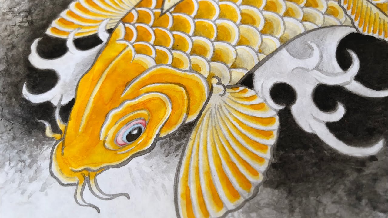金鯉 kin Koi Fish - wabori painting by Horiwani 彫鰐 - YouTube