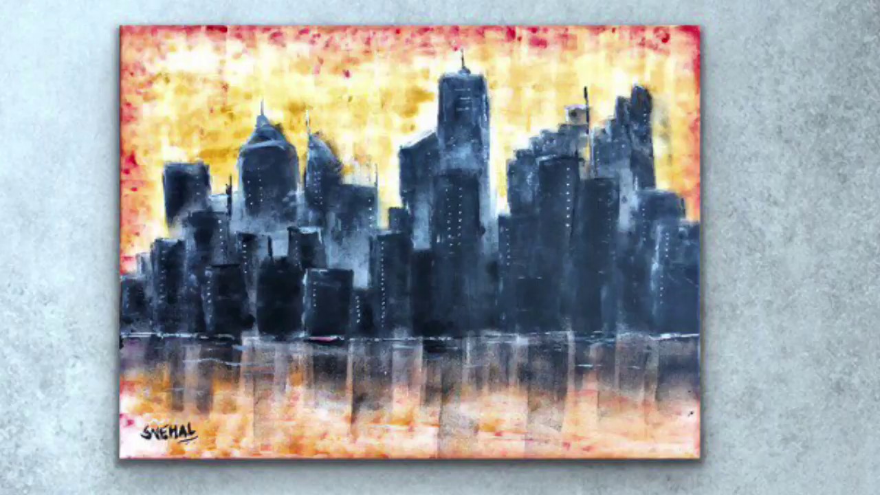 Cityscape painting | Easy | For beginners - YouTube