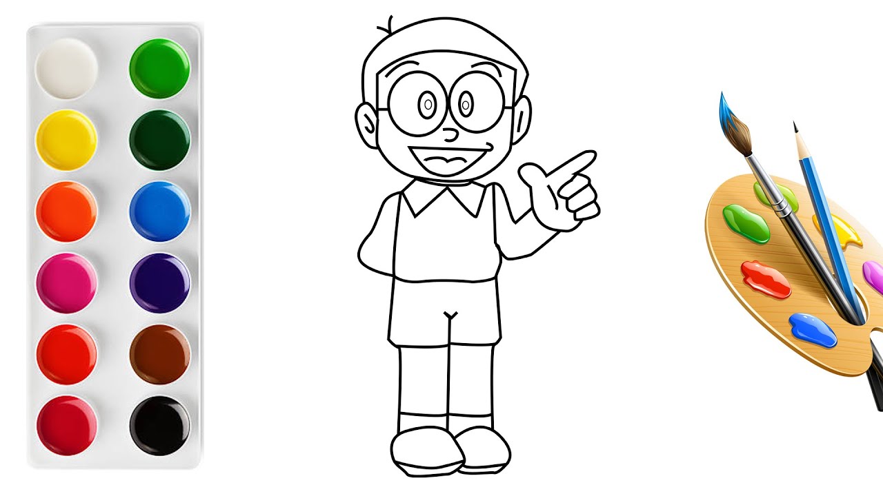 Drawing and coloring Nobita - YouTube