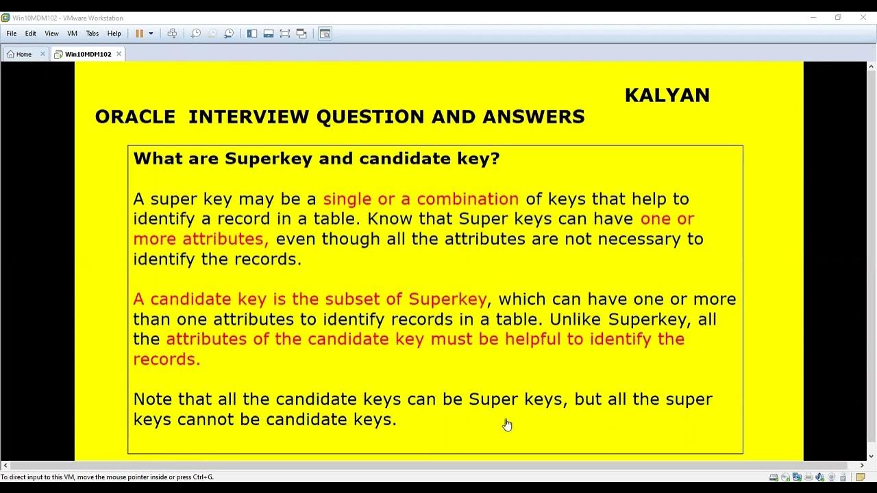 Oracle Interview Q And A Oracle Sql Super Key Candidte Key Youtube