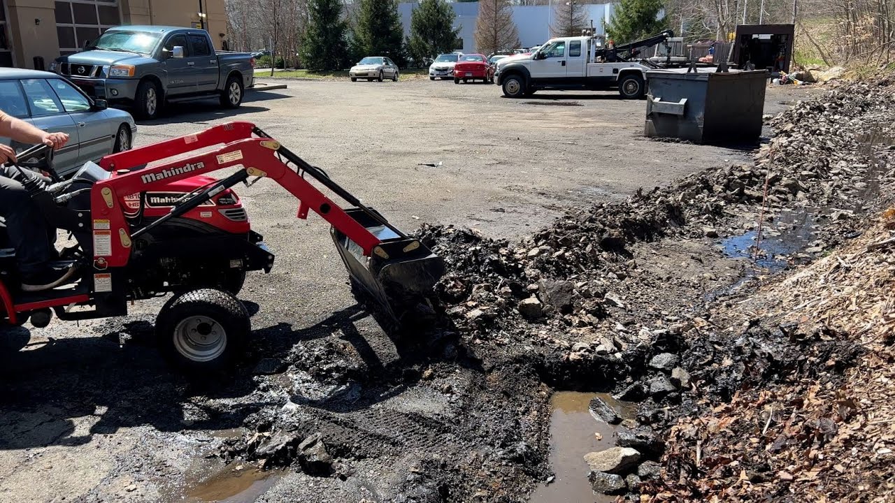Digging a Drainage Ditch with a SMALL Tractor - YouTube