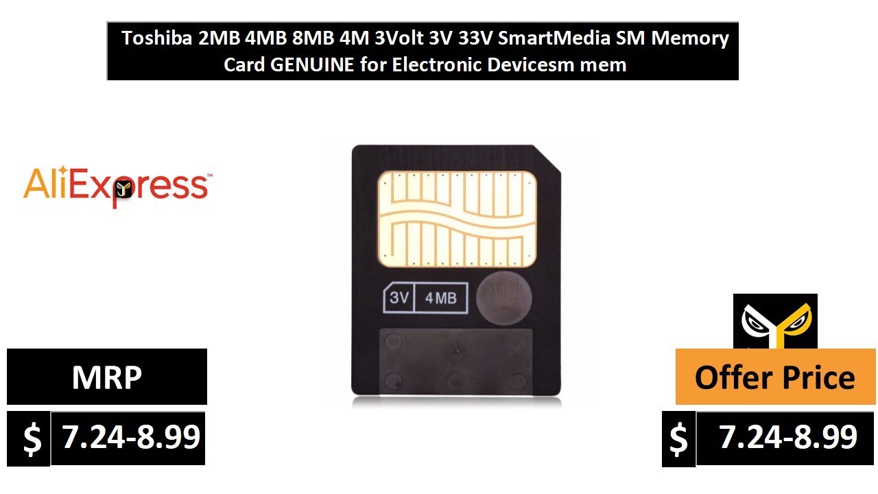 Toshiba 2MB 4MB 8MB 4M 3Volt 3V 33V SmartMedia SM Memory Card GENUINE ...