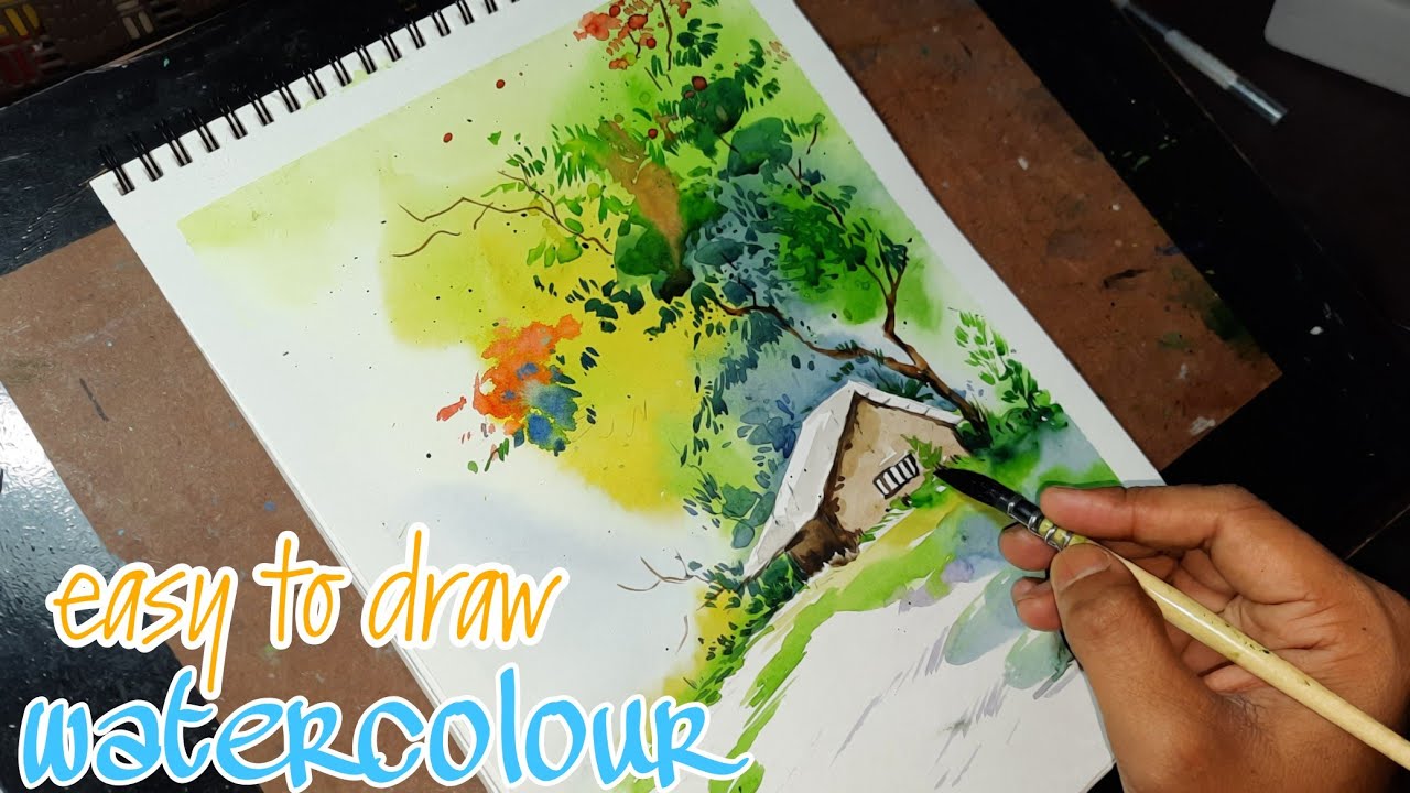 How to draw bland watercolor painting easily || easy step by step - YouTube
