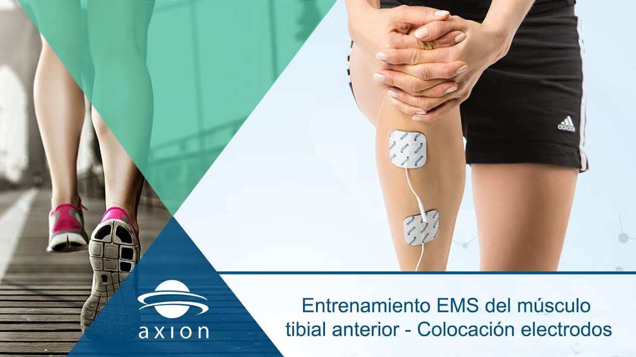 Colocación electrodos para entrenamiento EMS del músculo tibial ...
