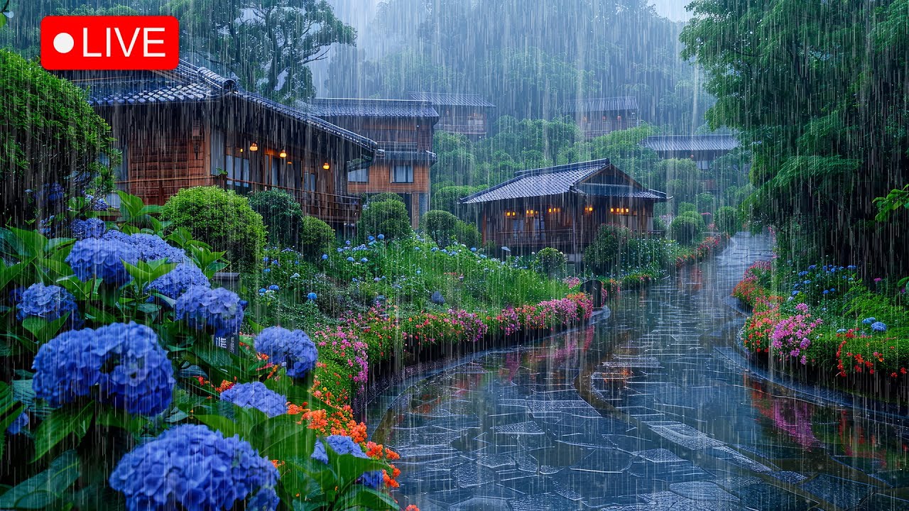 Relax and Rest with The Rain in Japanese Forest Temple 🍀 Sleep Better ...