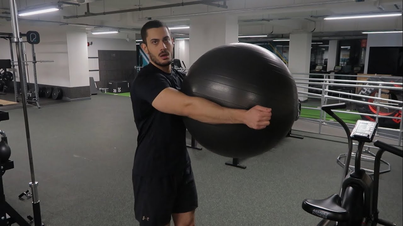 chest exercise with stability ball - YouTube