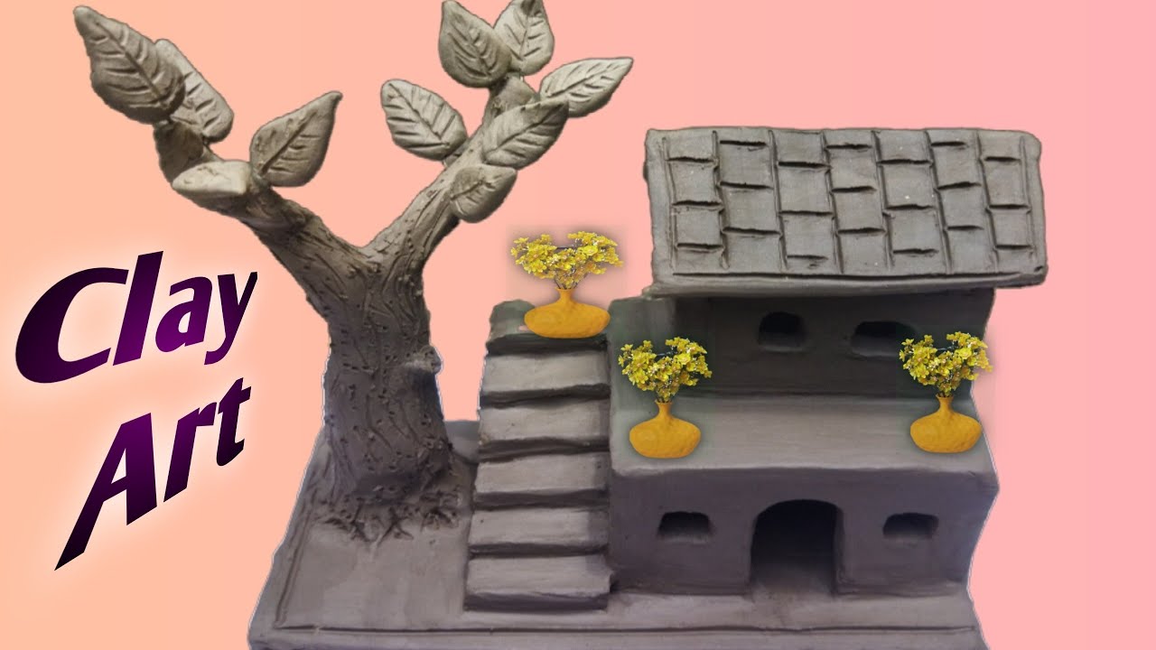 Clay House Making Simple / How To Make Abstract Clay Art / Mitti Ka घर ...