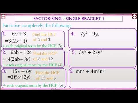 Factorising Single bracket 1 - YouTube