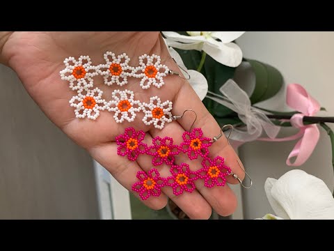 KUM BONCUK KOLAY PAPATYA KÜPE #seedbeads #earrings #diy #kumboncuk