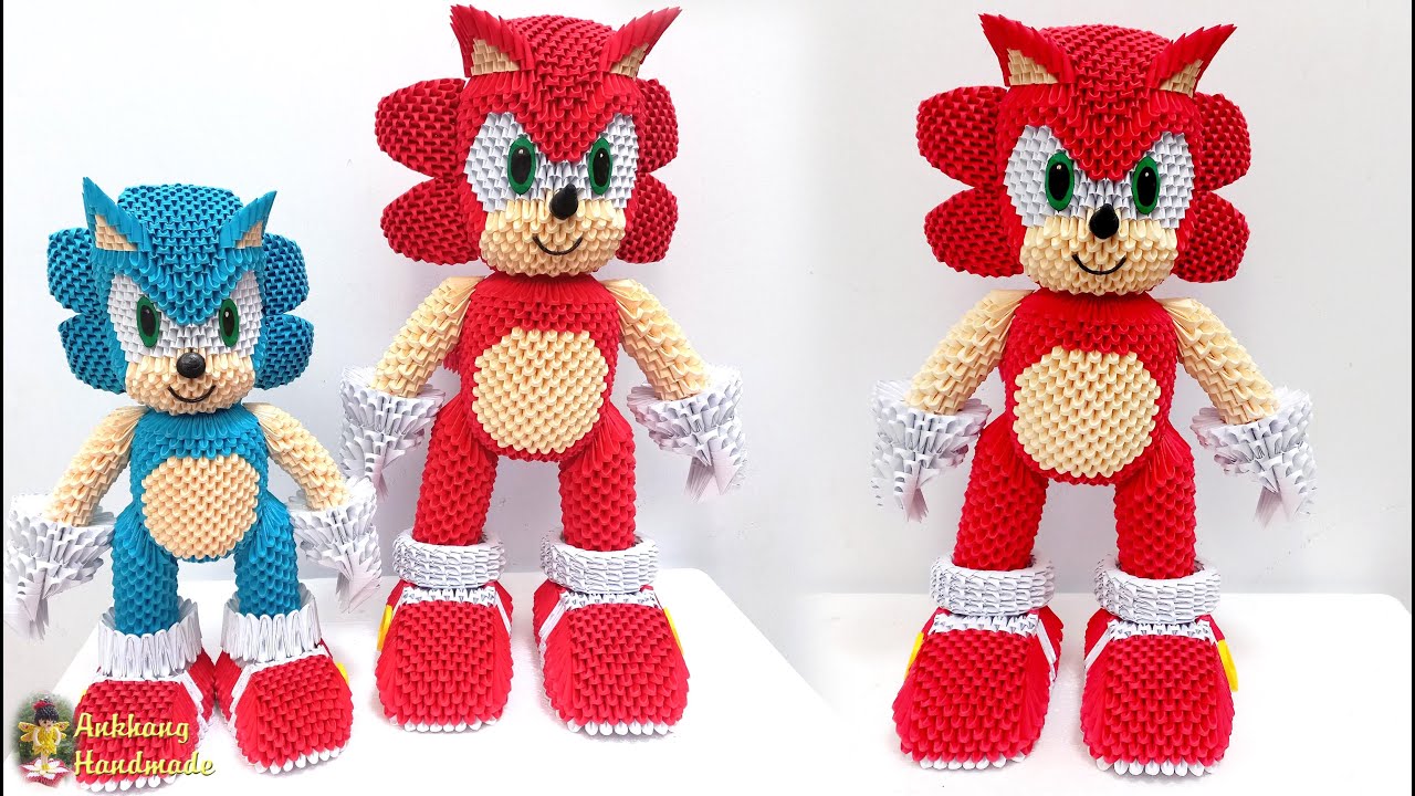 3d origami sonic the hedgehog big size tutorial P1 | DIY paper ...