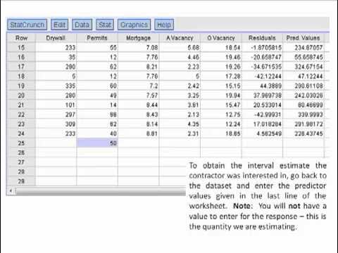 Multiple Linear Regression in StatCrunch - YouTube