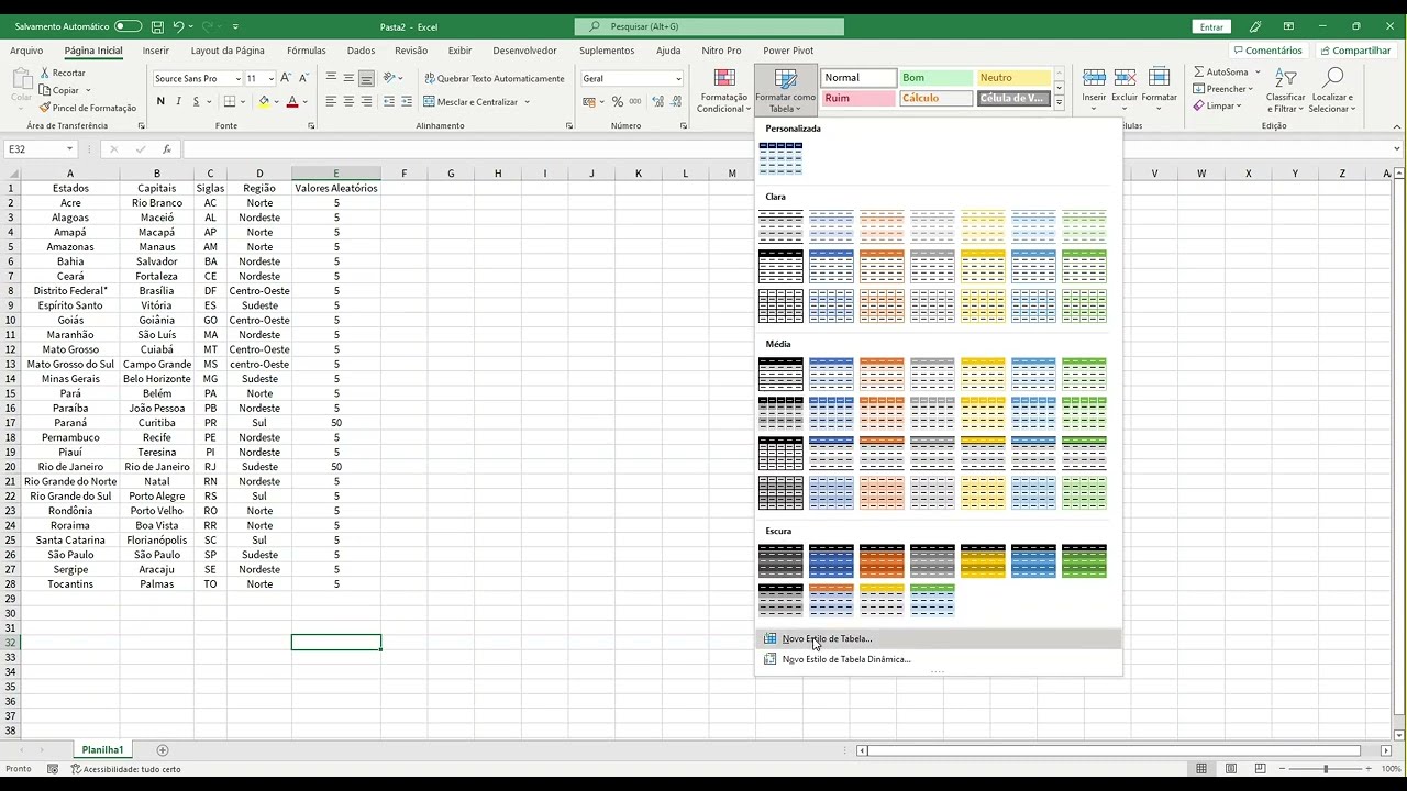 Personalizar Estilos de Tabelas no Excel. - YouTube