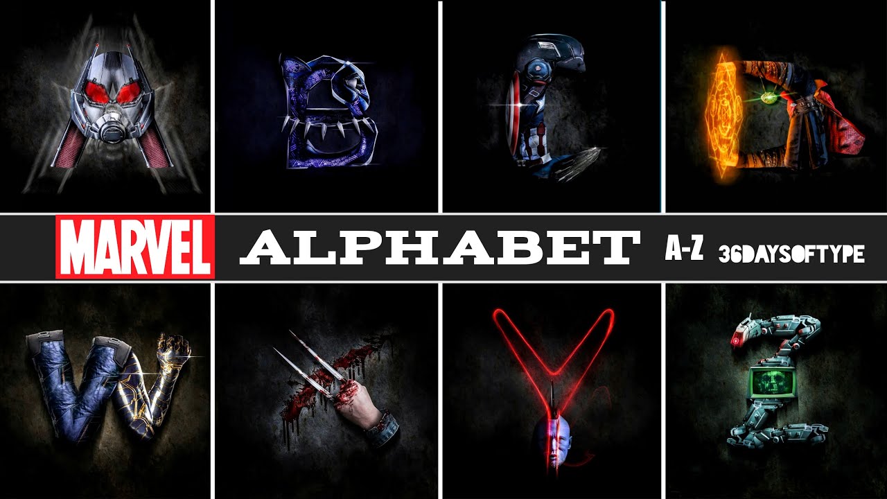 Marvel Alphabets A-Z_36days fo type. a-z alphabets. - YouTube
