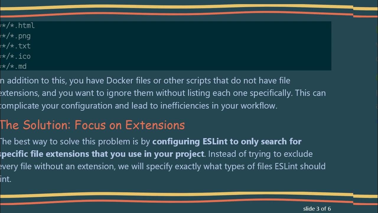 How to Effectively Ignore Files Without Extensions in ESLint - YouTube