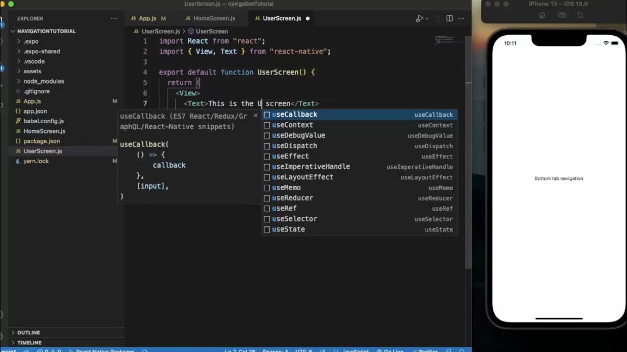 React Native Tutorial 73 - Bottom Tabs Navigator - YouTube