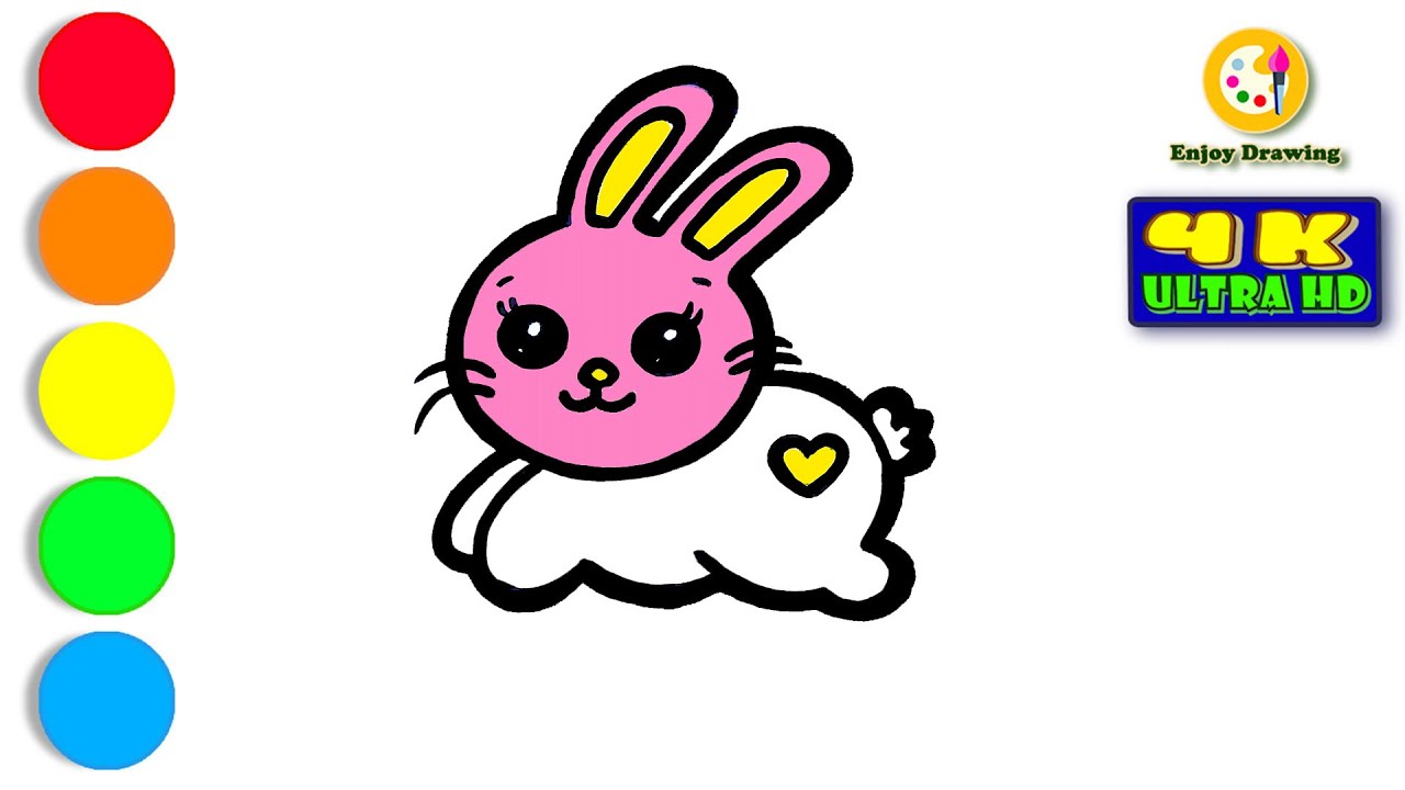 RABBIT Drawing: How to Draw A rainbow RABBIT EASY for Kids | ENJOY ...