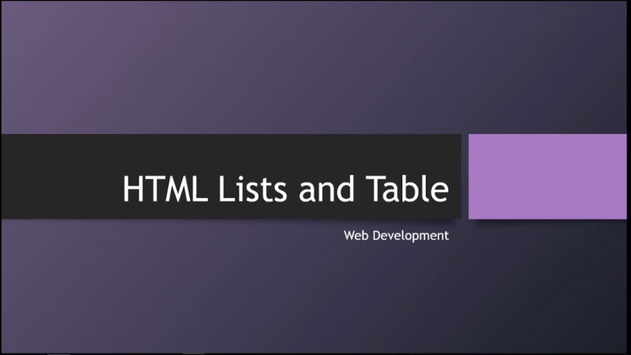 HTML Lists and Table - YouTube