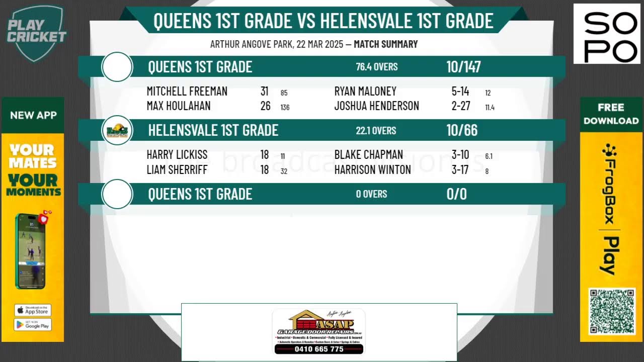 Queens 1st Grade v Helensvale 1st Grade - YouTube