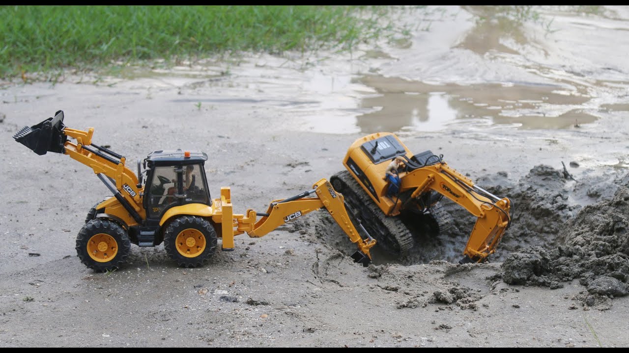 Amazing 🤩Toy Construction Vehicles Under the Mud - Excavator, JCB ...