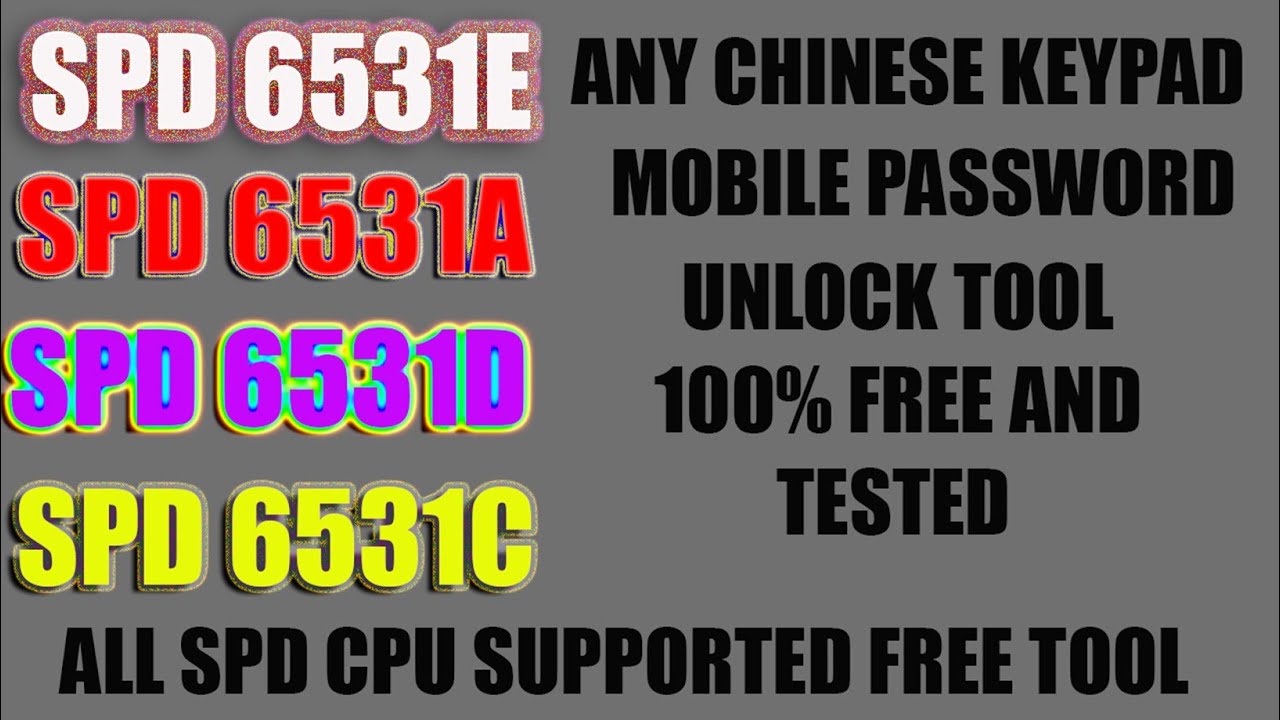 SPD SC6531E/A PASSWORD RESET TOOL - YouTube